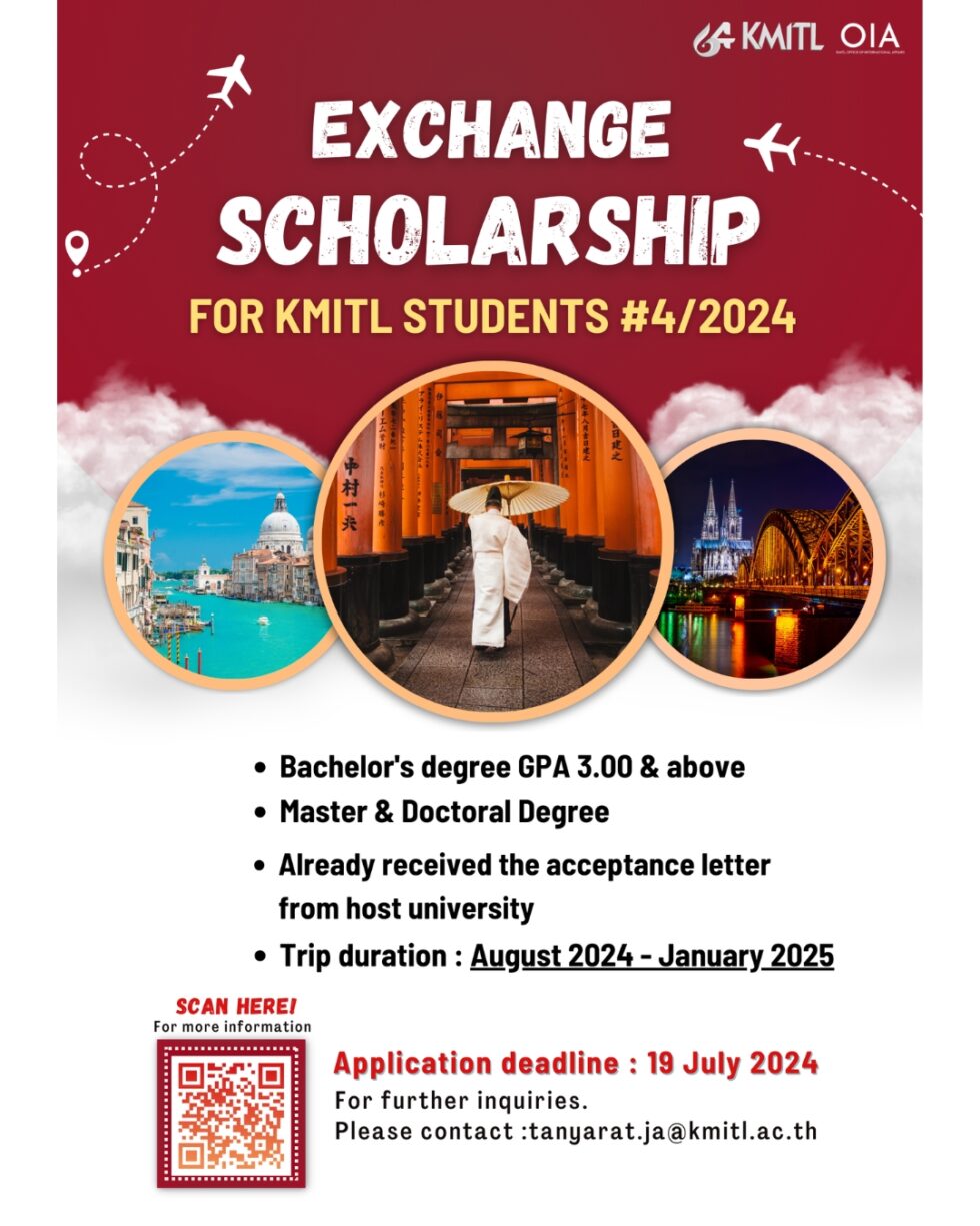 Exchange Scholarship for KMITL students 4/2024 is now open!!!! | OIA